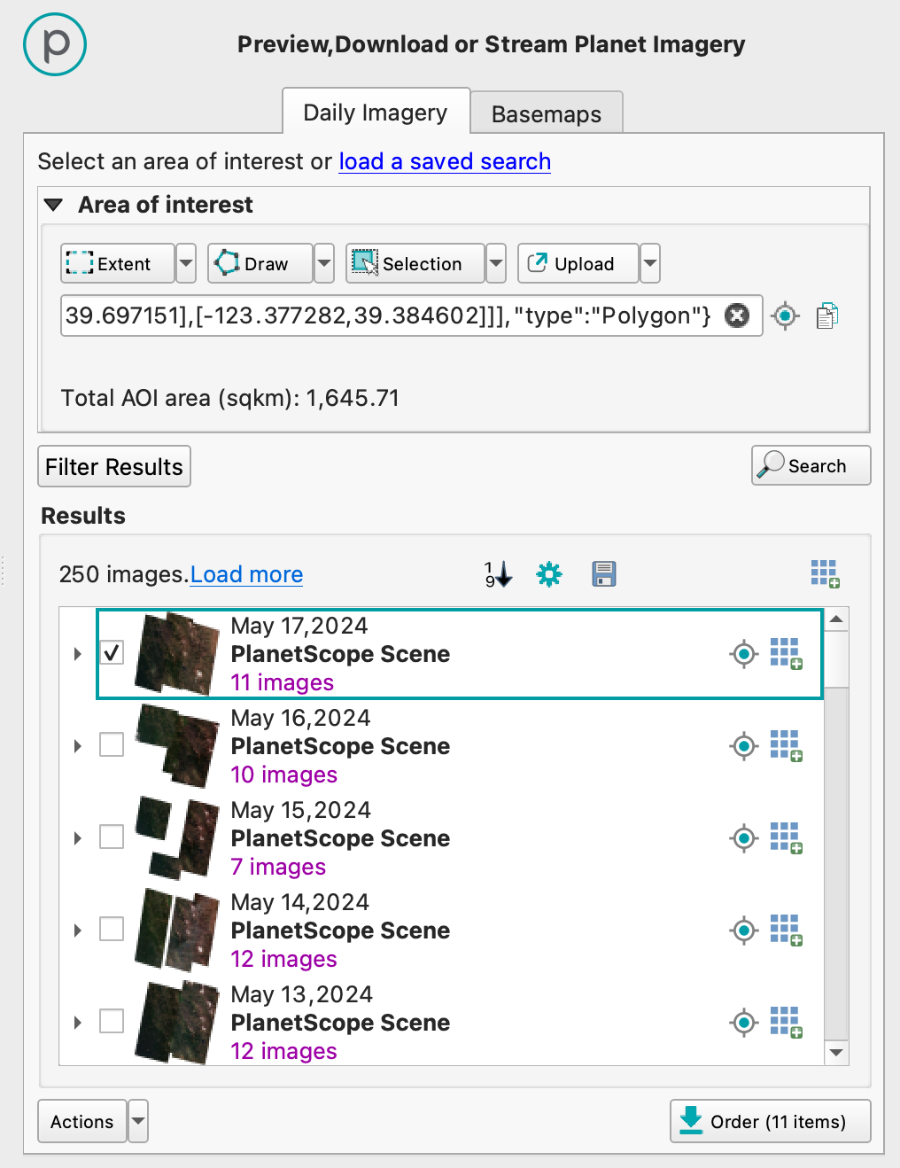 Ordering PlanetScope Scenes in QGIS – Welcome to Planet Support